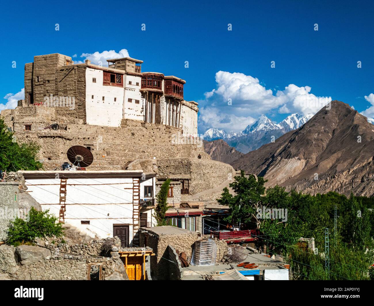 The old Fort of Karimabad overlooking the Karakorum Highway Stock Photo ...