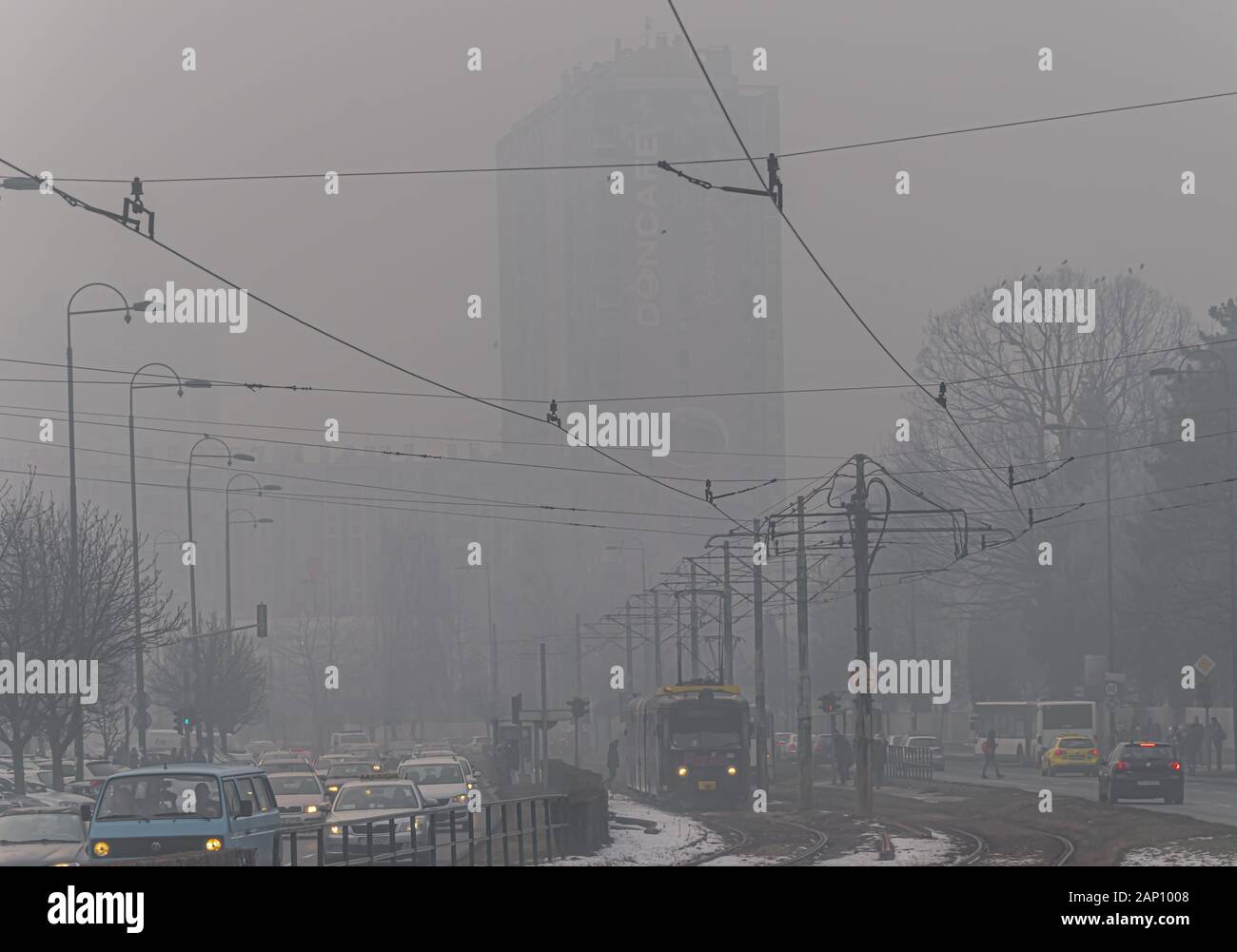 Sarajevo is the most polluted city in the world. This photo shows high ...