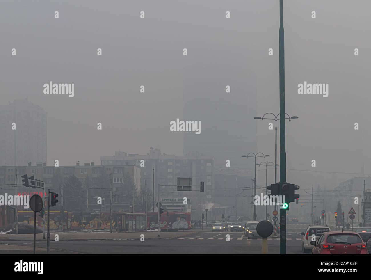 Sarajevo is the most polluted city in the world. This photo shows high ...