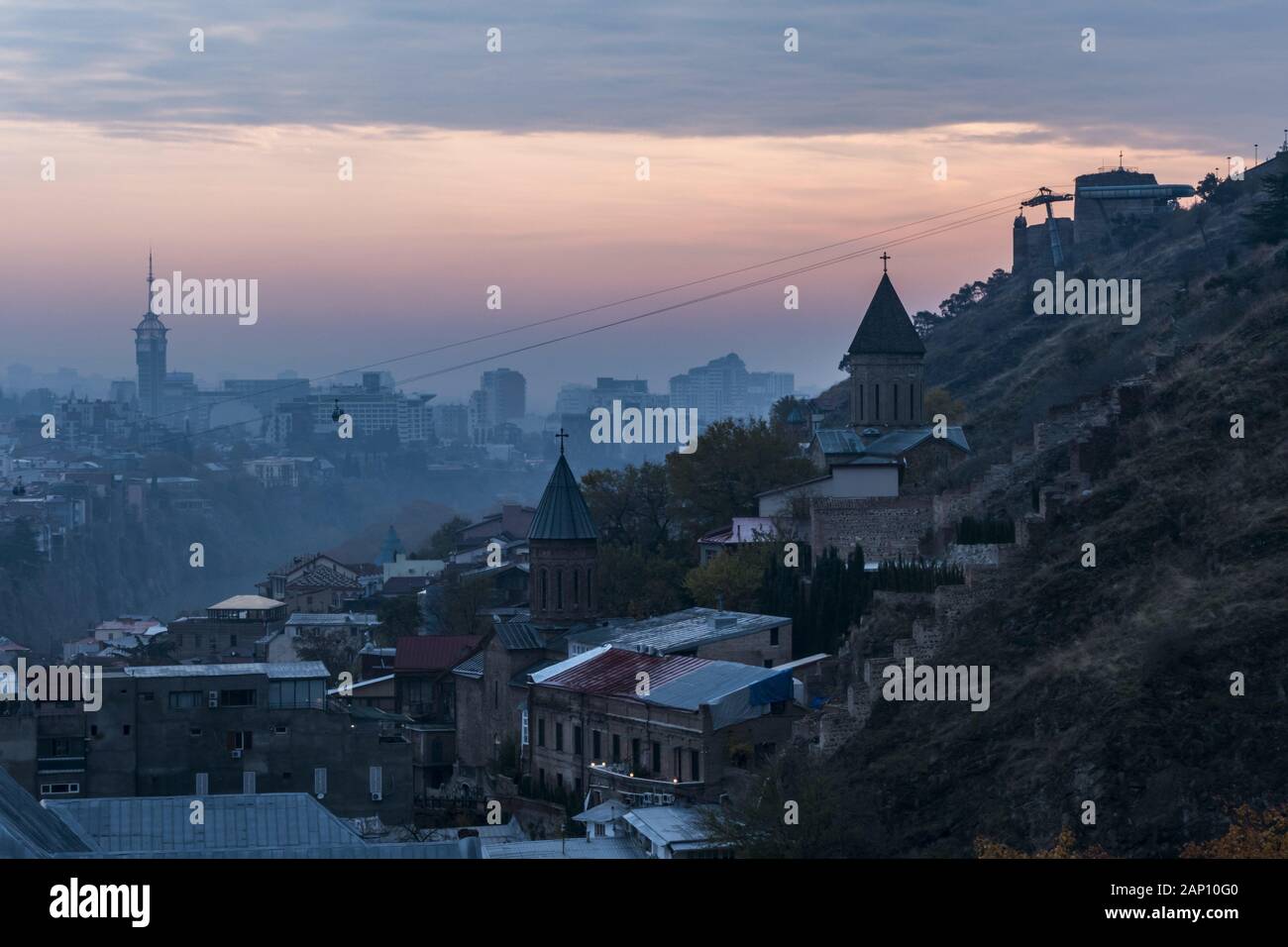Tbilisi, Georgia A view of the city at dawn. | usage worldwide Stock ...