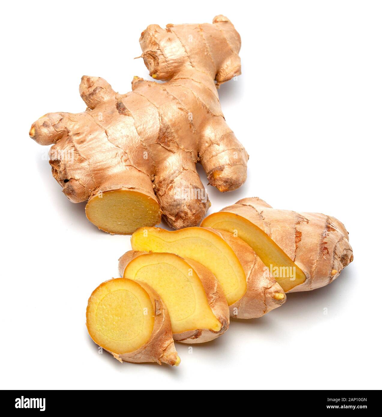 Raw ginger root isolated on a white background Stock Photo - Alamy