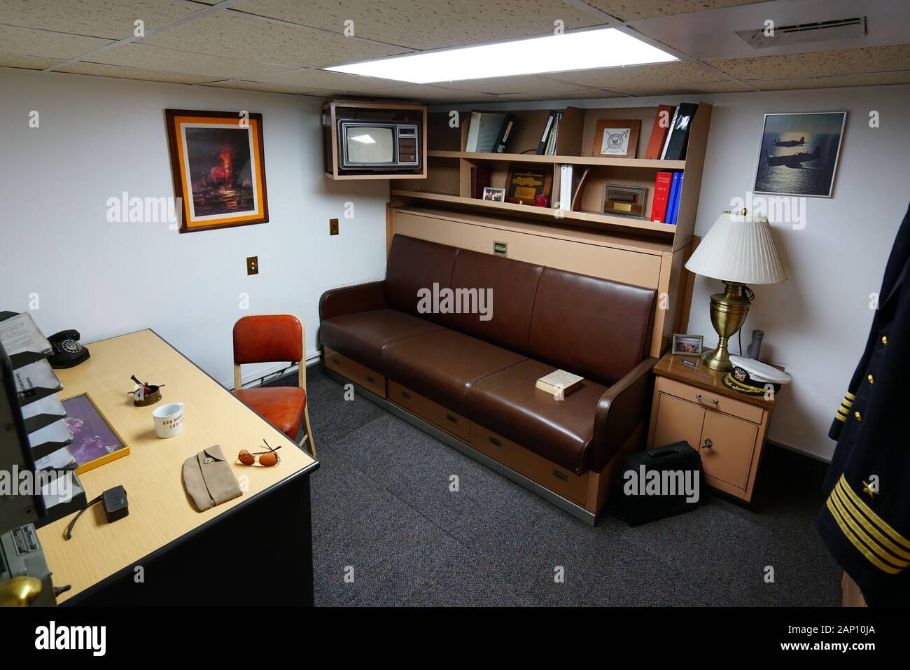 SAN DIEGO, CA -3 JAN 2020- Interior view of the USS Midway, a historic ...