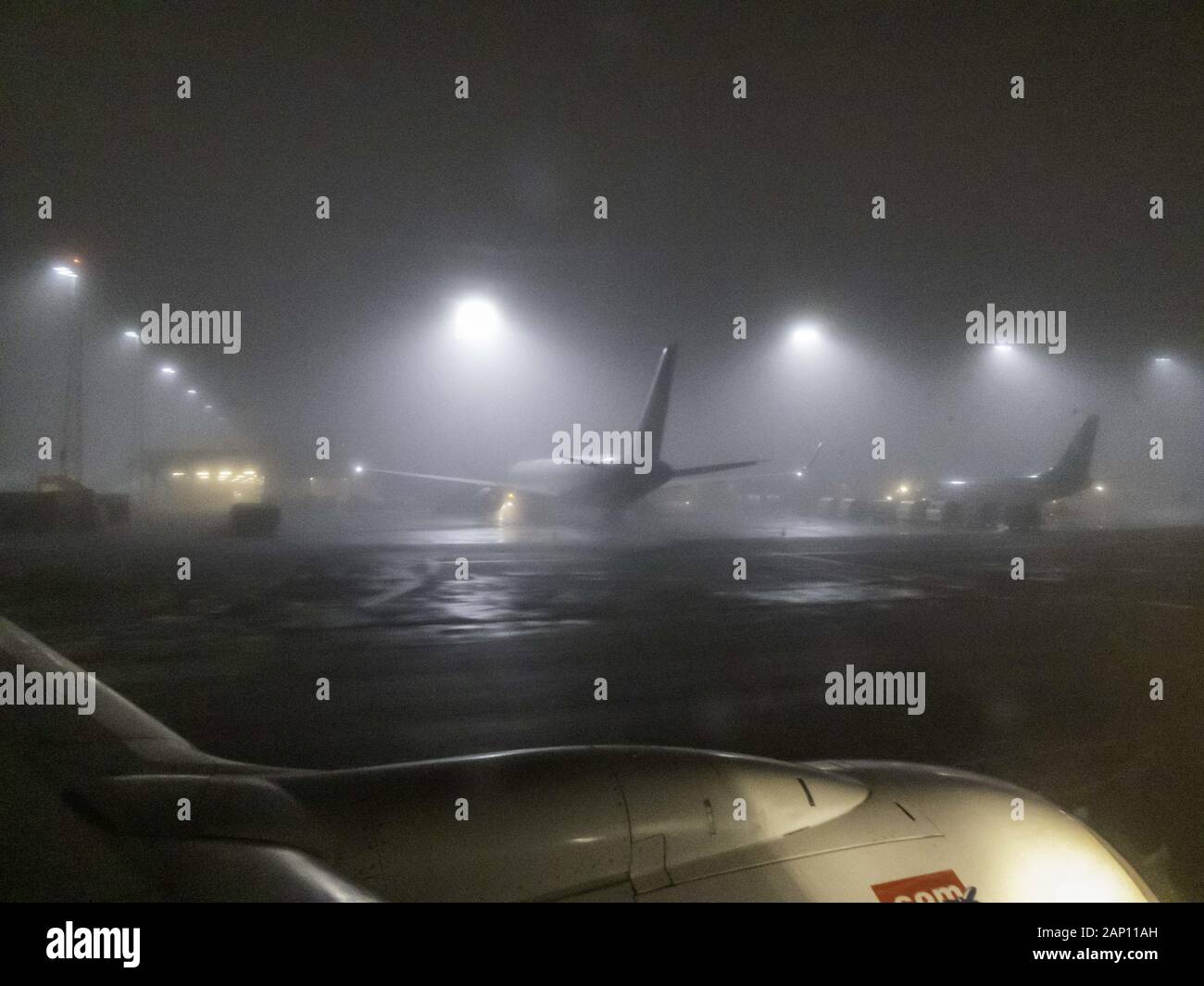 thick fog on airport Gardermoen, december 2019 | usage worldwide Stock ...