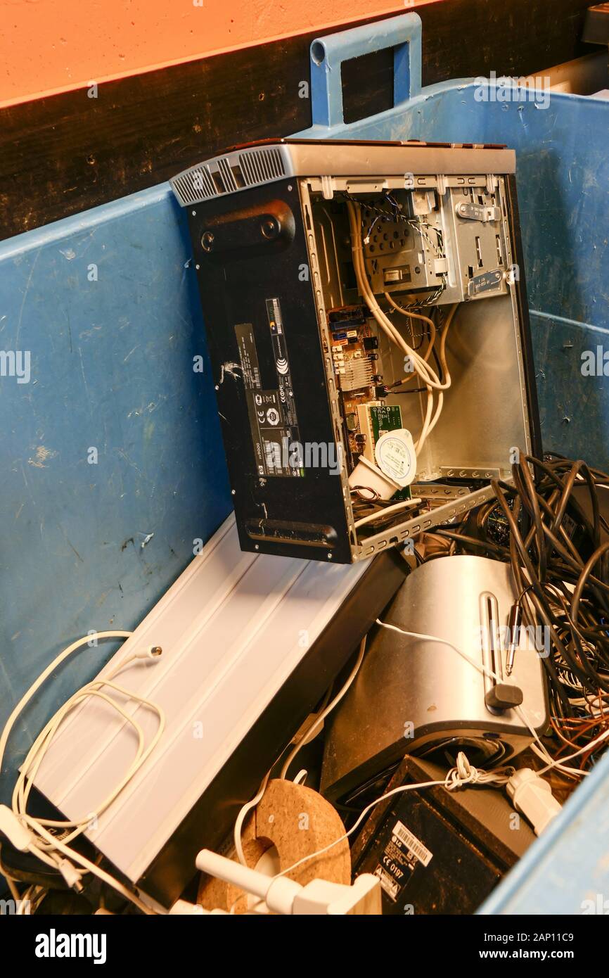 Stockholm, Sweden A garbage room bin in a coop apartment building for ...