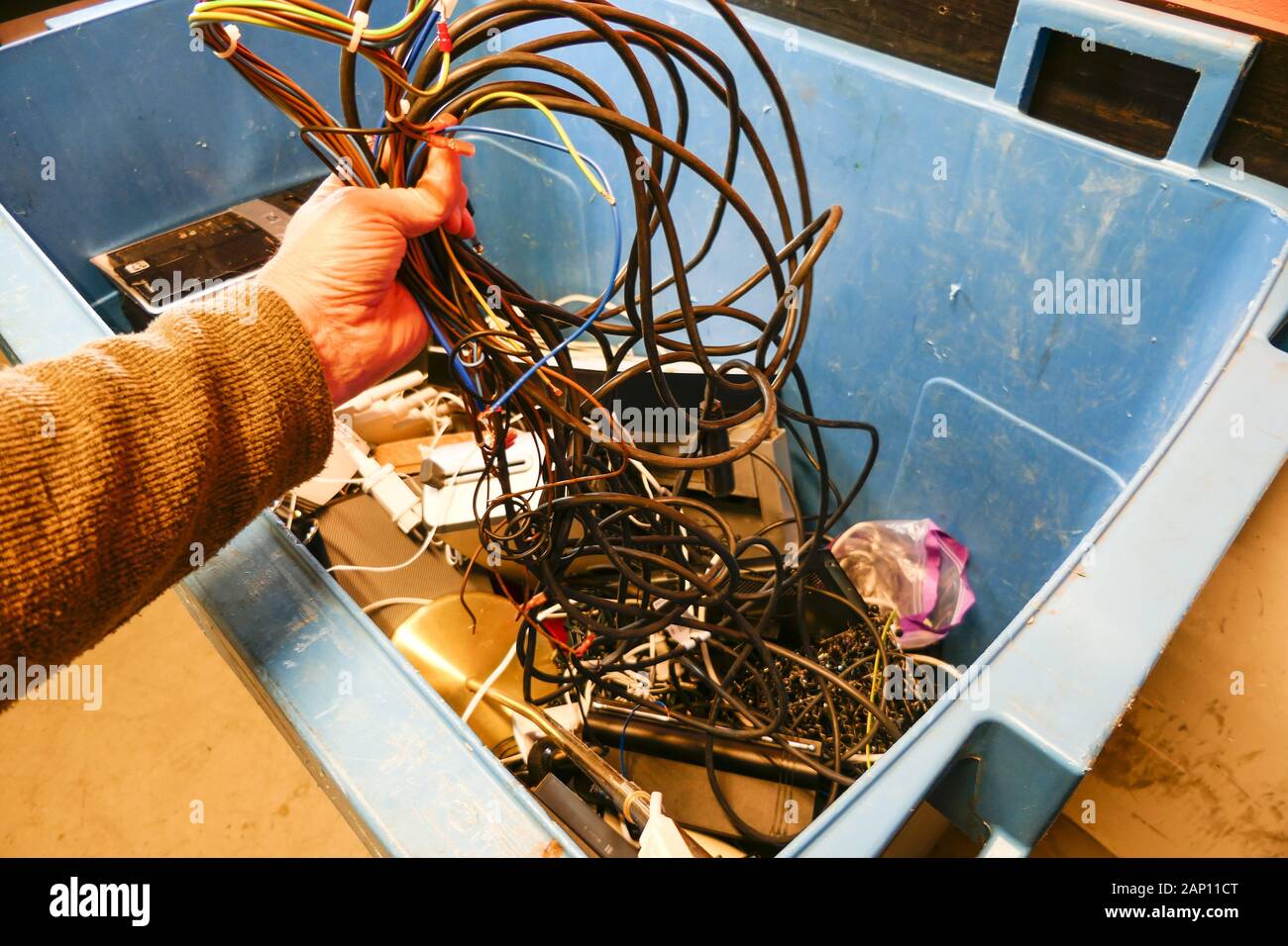 Stockholm, Sweden A garbage room bin in a coop apartment building for ...