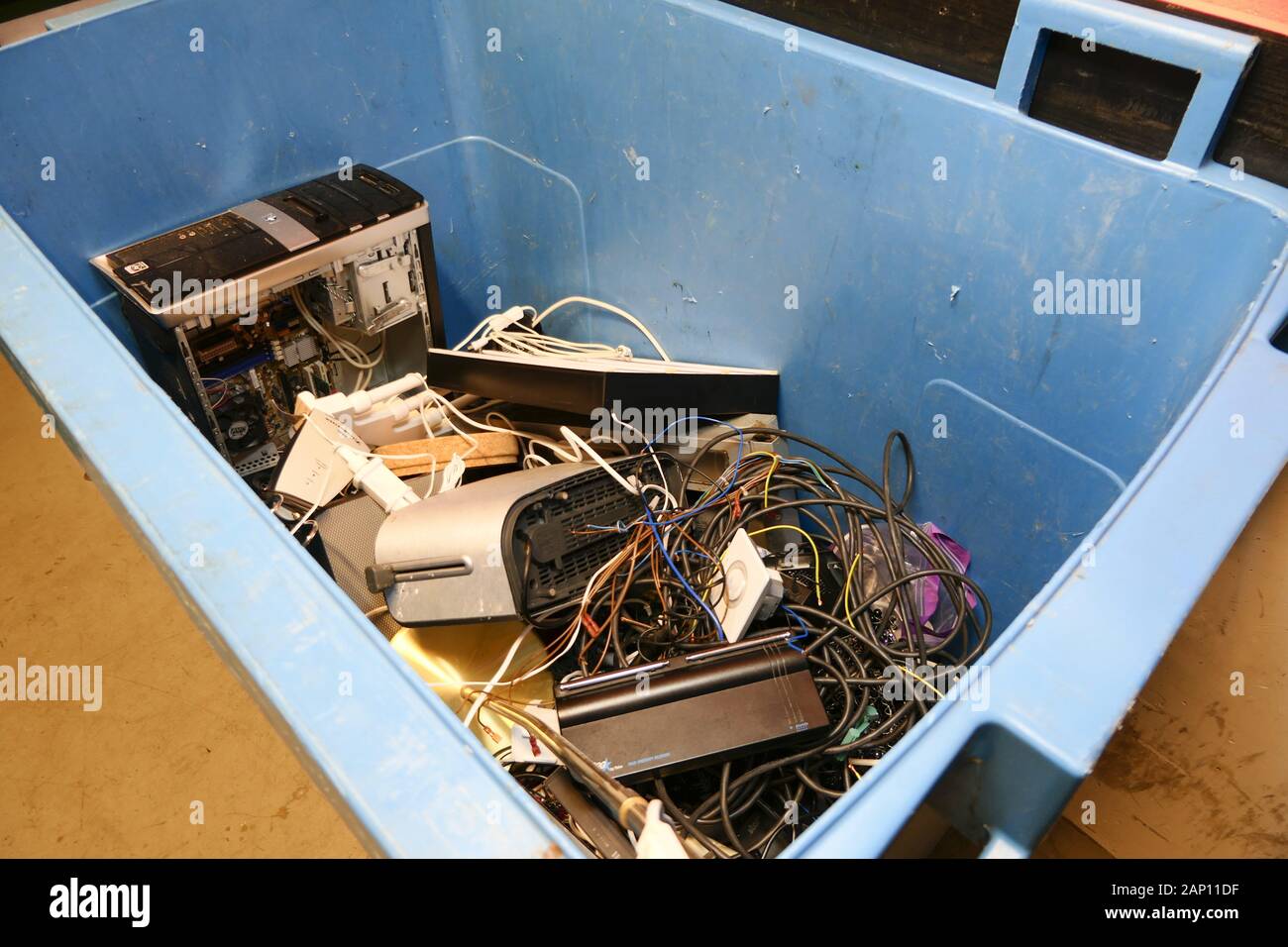 Stockholm, Sweden A garbage room bin in a coop apartment building for ...