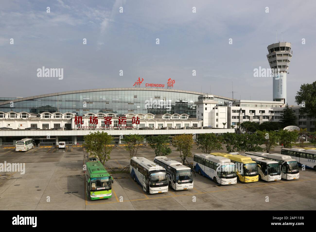 Chengdu, China - 15. May 2016: Terminal and Tower at Chengdu airport ...