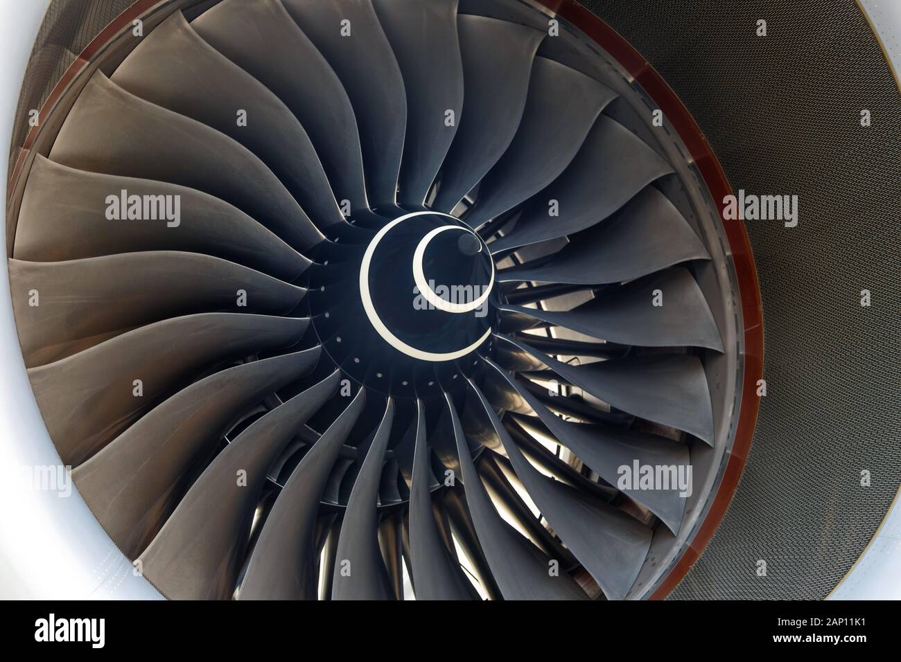 Hamburg, Germany – February 9, 2017: Rolls-Royce Trent XWB engine on a ...
