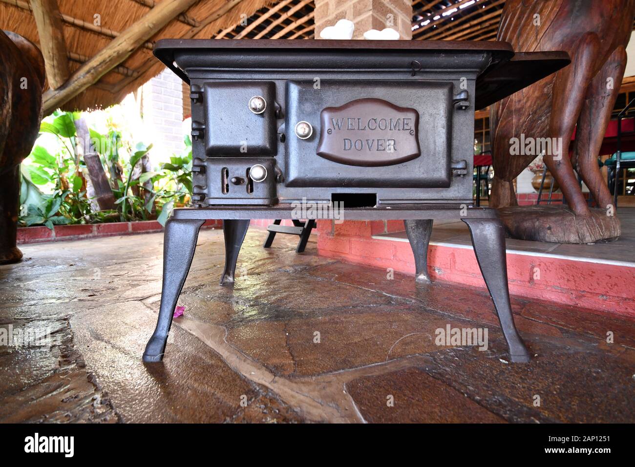 At Tsumeb, Namibia. 06th Mar, 2019. Old English stove on a guest farm ...