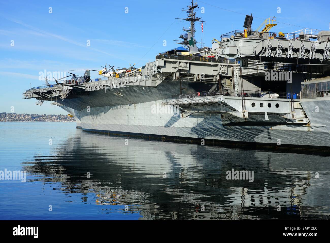 SAN DIEGO, CA -3 JAN 2020- Exterior view of the USS Midway, a historic ...