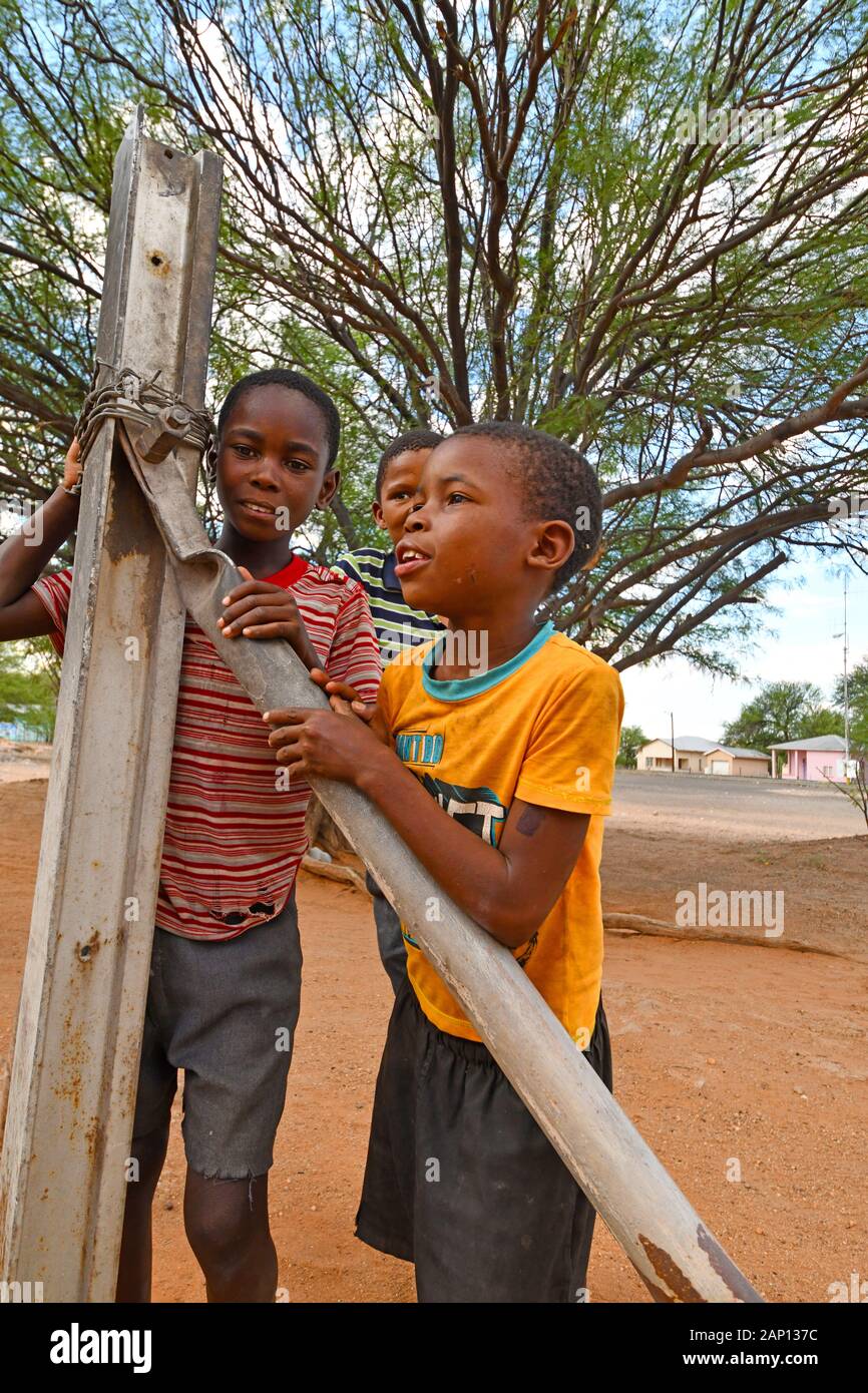 Namibian boys pose in Mariental for the photographer, taken on February ...