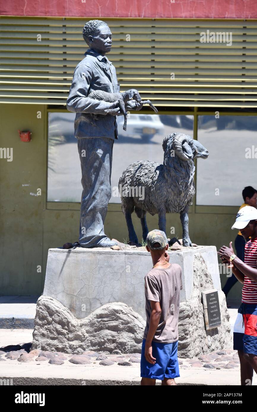 Bronze Karakul statue in Keetmanshoop, taken on 22.02.2019, it shows a ...