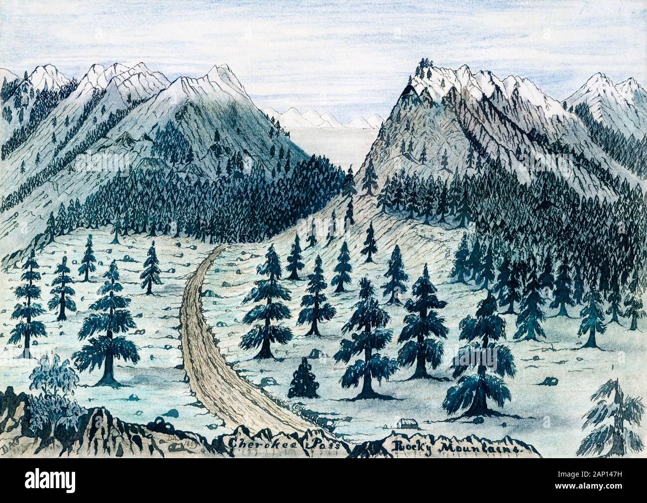 Daniel A Jenks, Cherokee Pass, Rocky Mountains, landscape painting ...