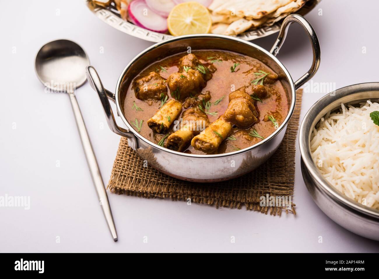 Hyderabadi Mutton Paya, Nehari, nazari or Nihari Masala. served with ...
