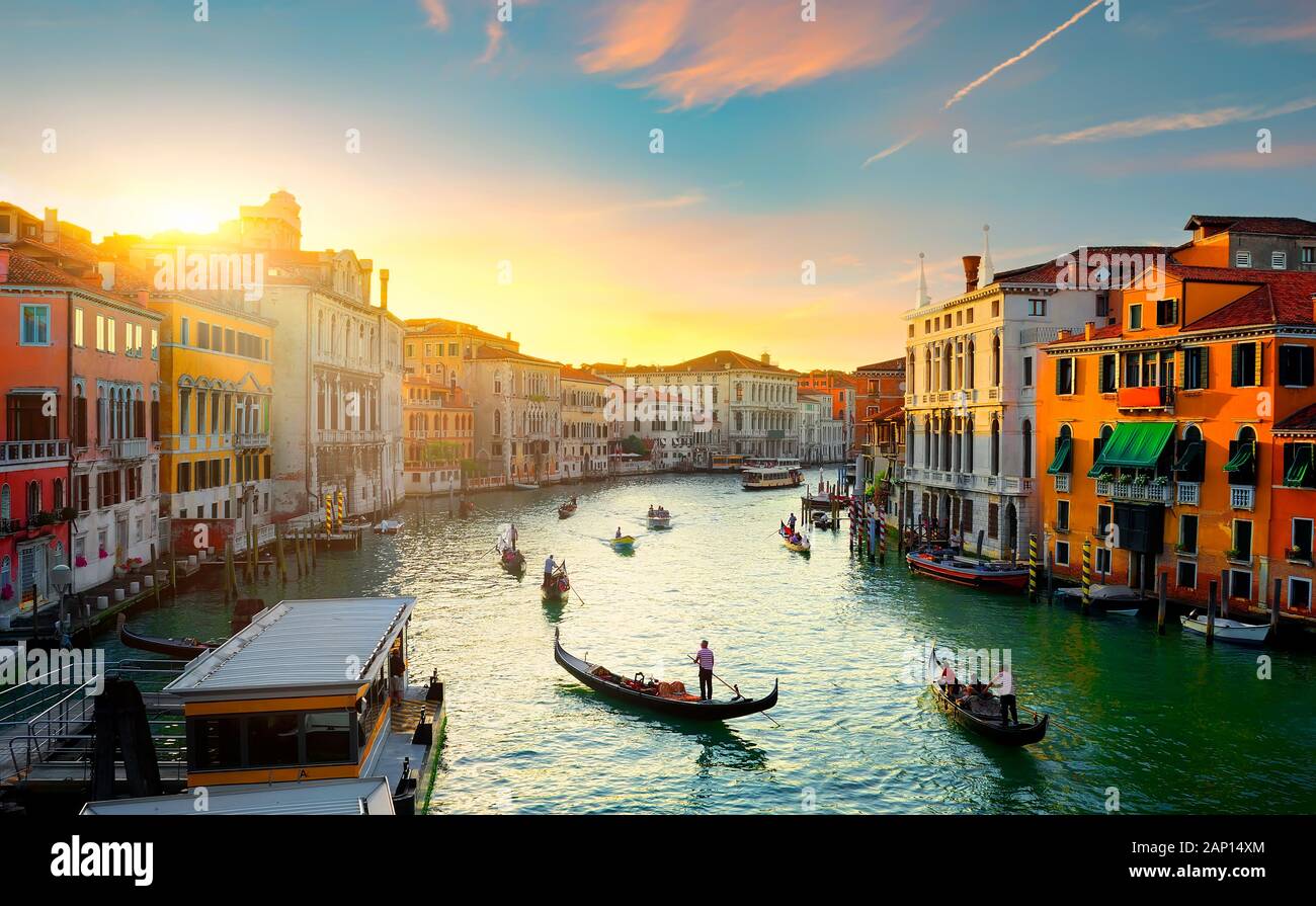 Grand Canal in Venice at the sunset, Italy Stock Photo - Alamy