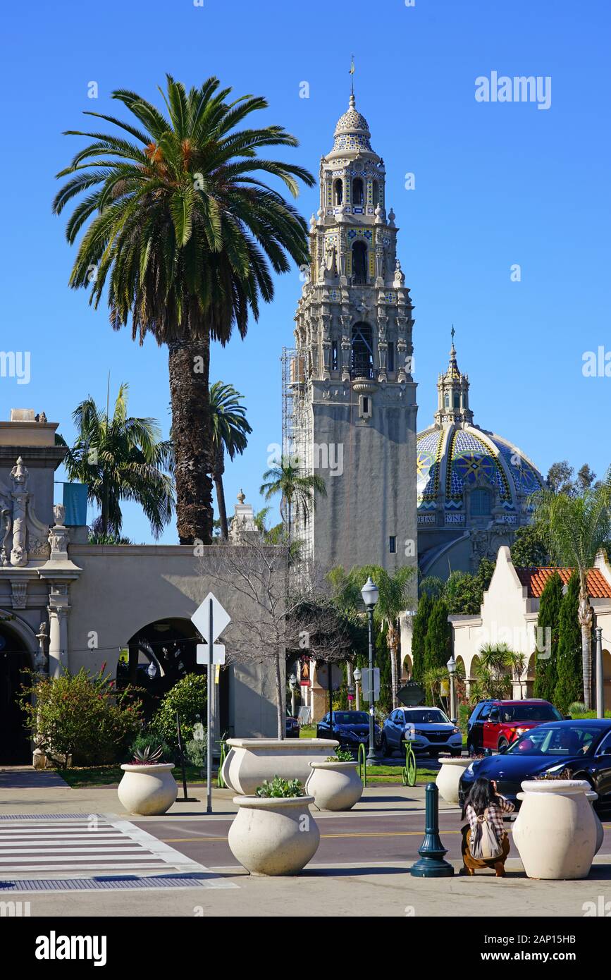 SAN DIEGO, CA -5 JAN 2020- View of Balboa Park, a landmark urban park ...