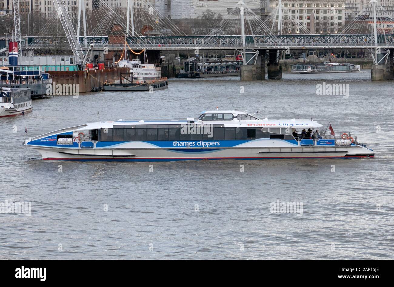 Aurora Clipper on the River Thames in London, England. The passenger ...
