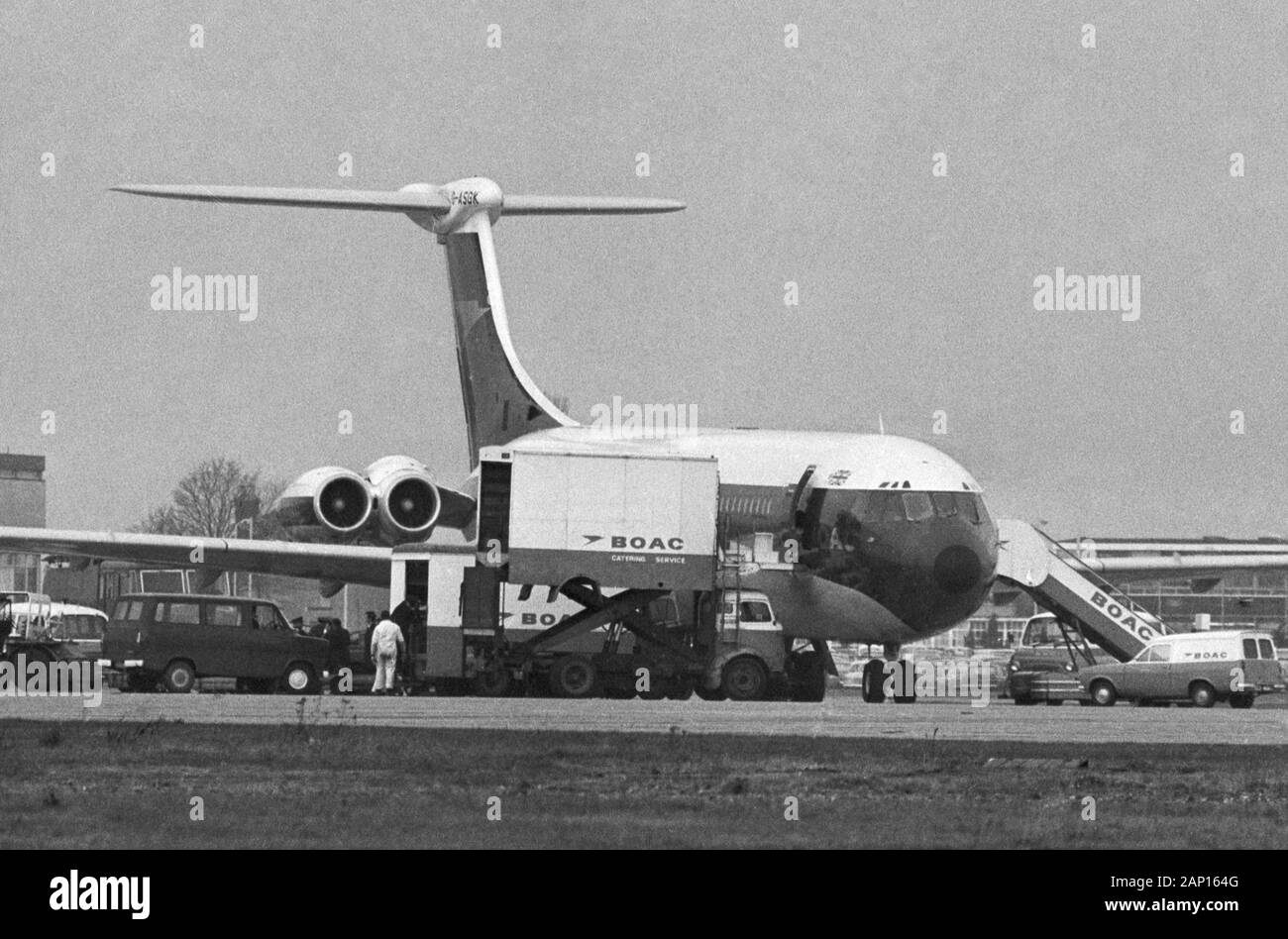 The defective engine of the BOAC VC 10 after the airliner had returned ...