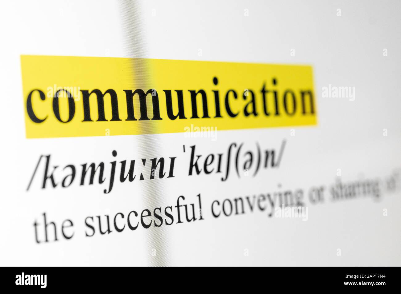 Highlighted text of "Communication" with description and phonetic ...
