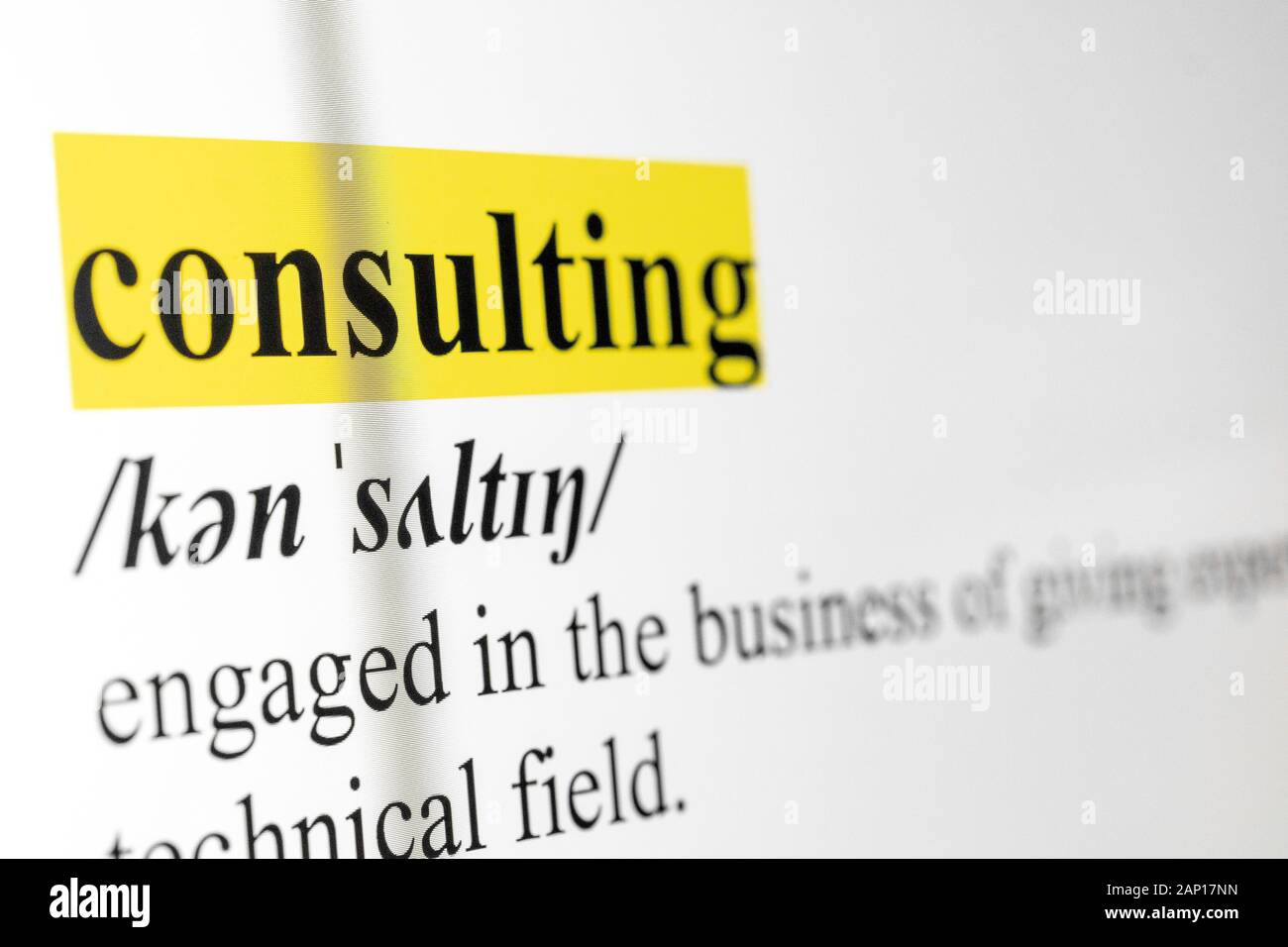 Highlighted text of "Consulting" with description and phonetic ...