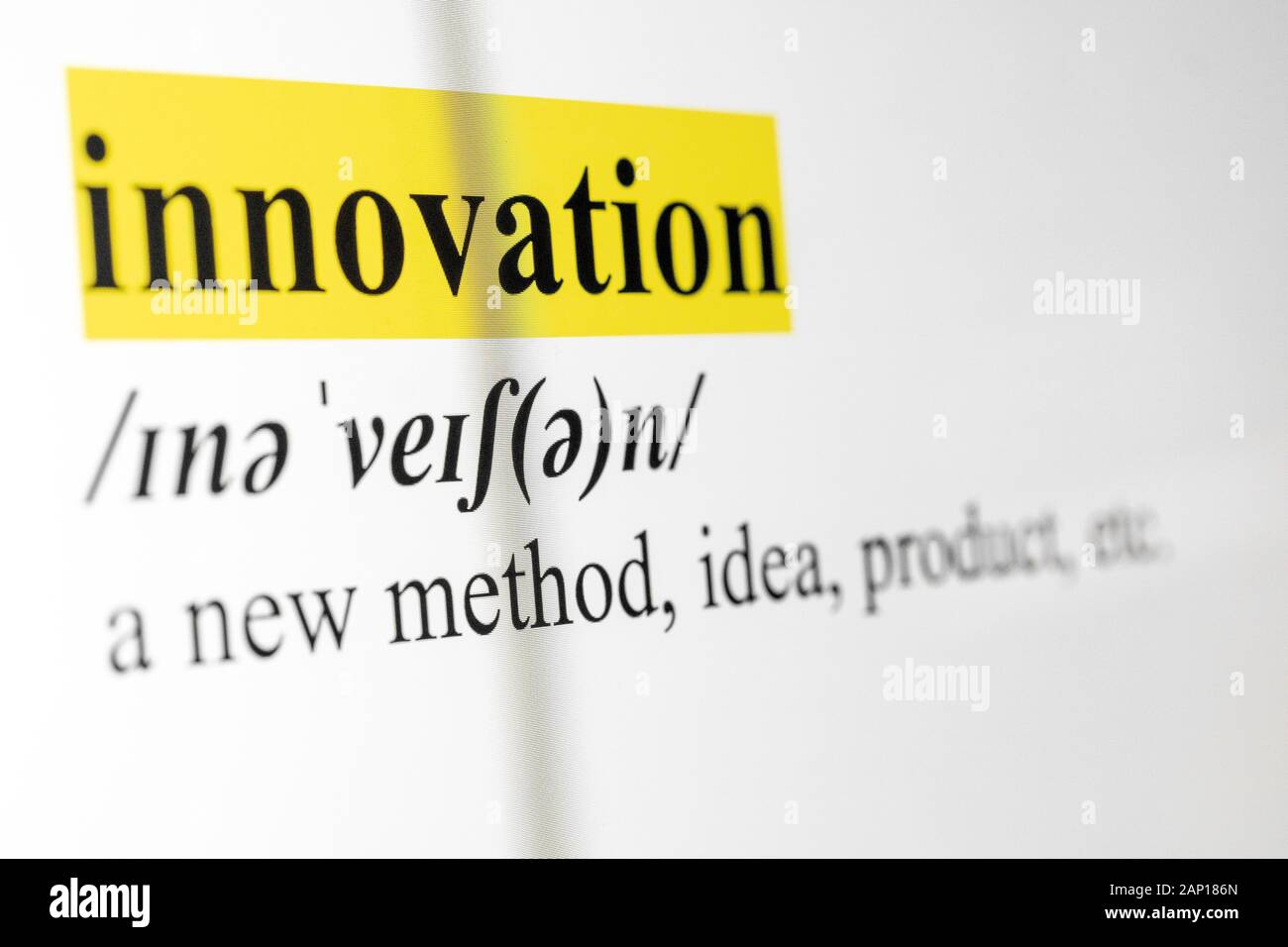 Highlighted text of "Innovation" with description and phonetic ...