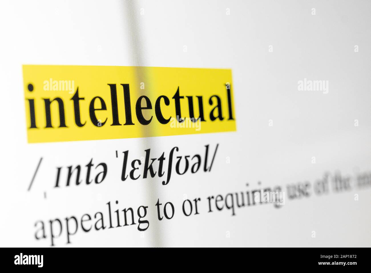 Highlighted text of "Intellectual" with description and phonetic ...