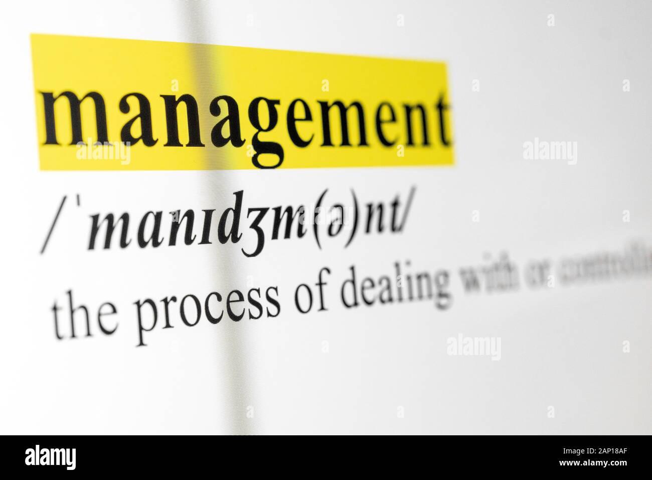 Highlighted text of "Management" with description and phonetic ...