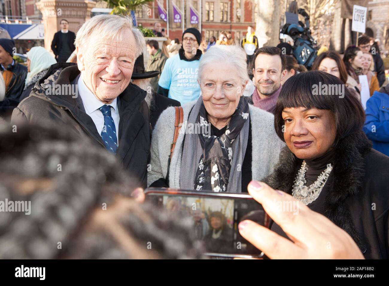 Westminster, UK, 20 Jan 2020: Lord Dubbs, Vanessa REdgrave and Diana ...