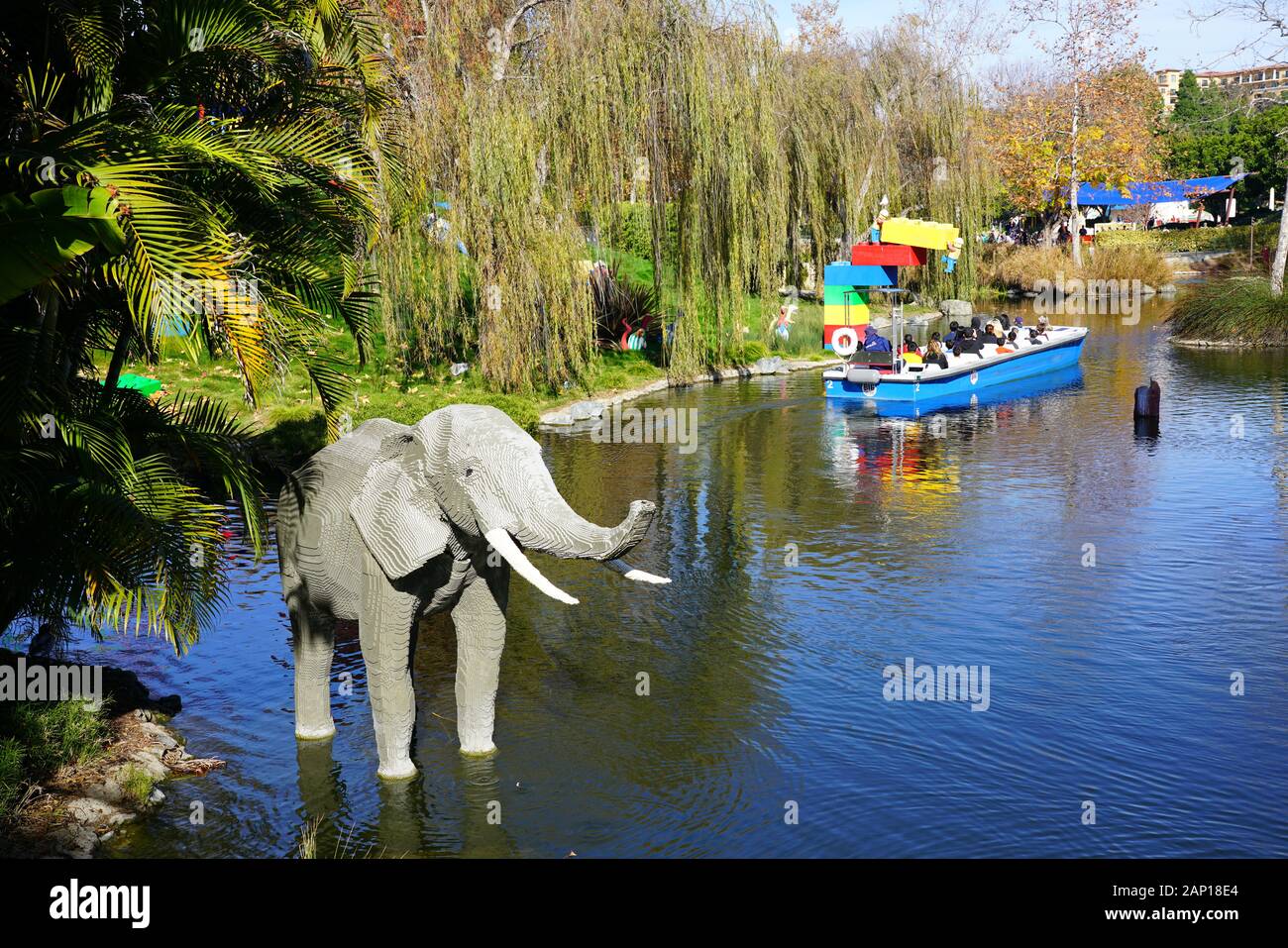 CARLSBAD, CA -4 JAN 2020- View of animals made of colorful LEGO bricks ...