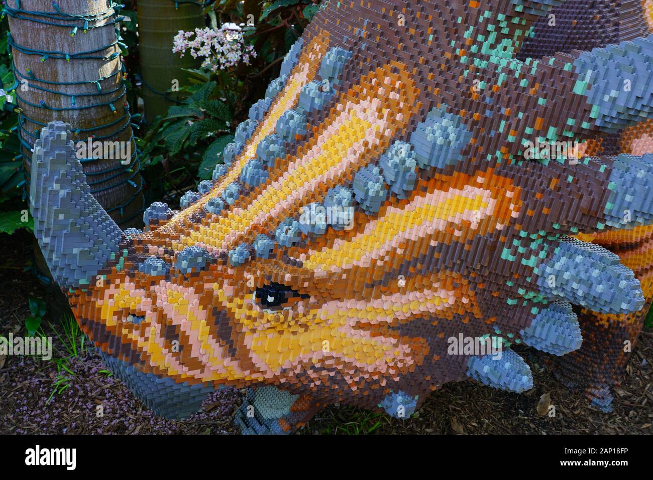CARLSBAD, CA -4 JAN 2020- View of animals made of colorful LEGO bricks ...