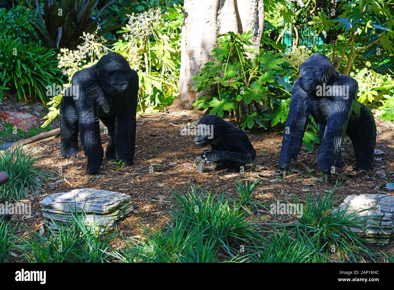 CARLSBAD, CA -4 JAN 2020- View of animals made of colorful LEGO bricks ...