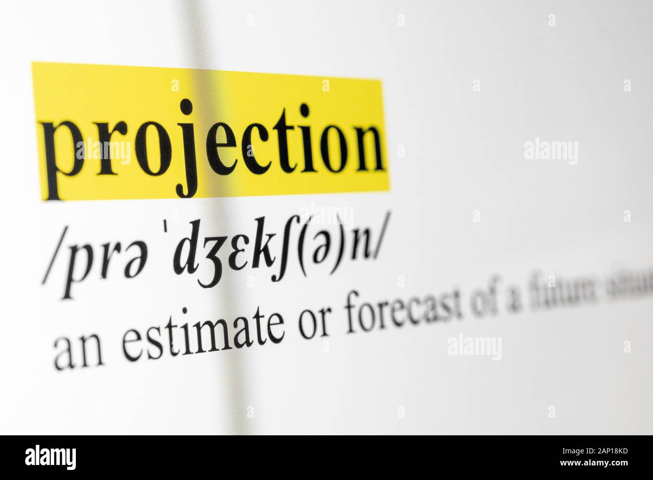 Highlighted text of "Projection" with description and phonetic ...