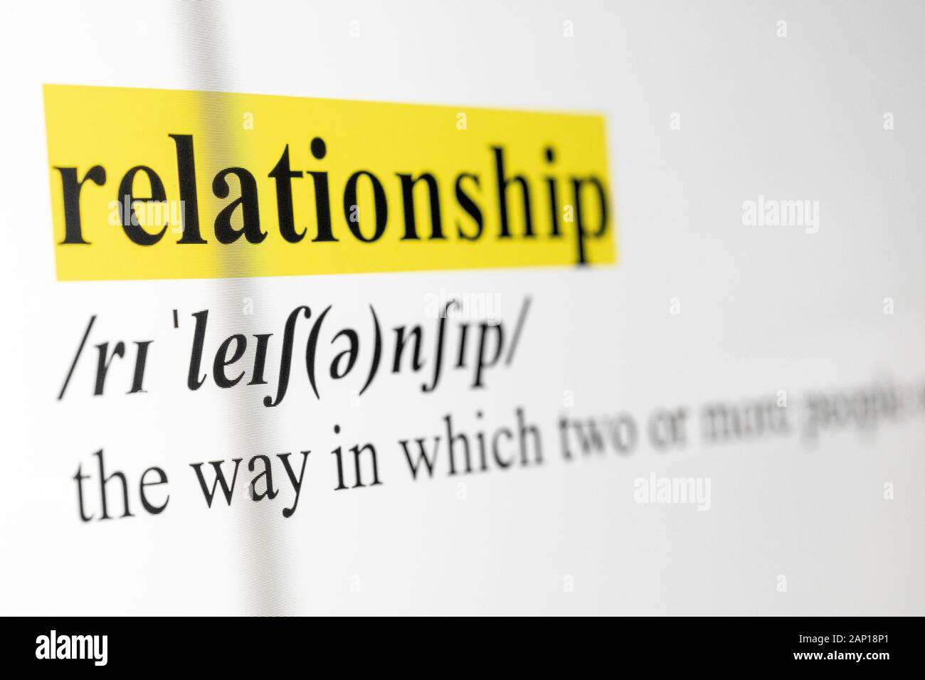 Highlighted text of "Relationship" with description and phonetic ...