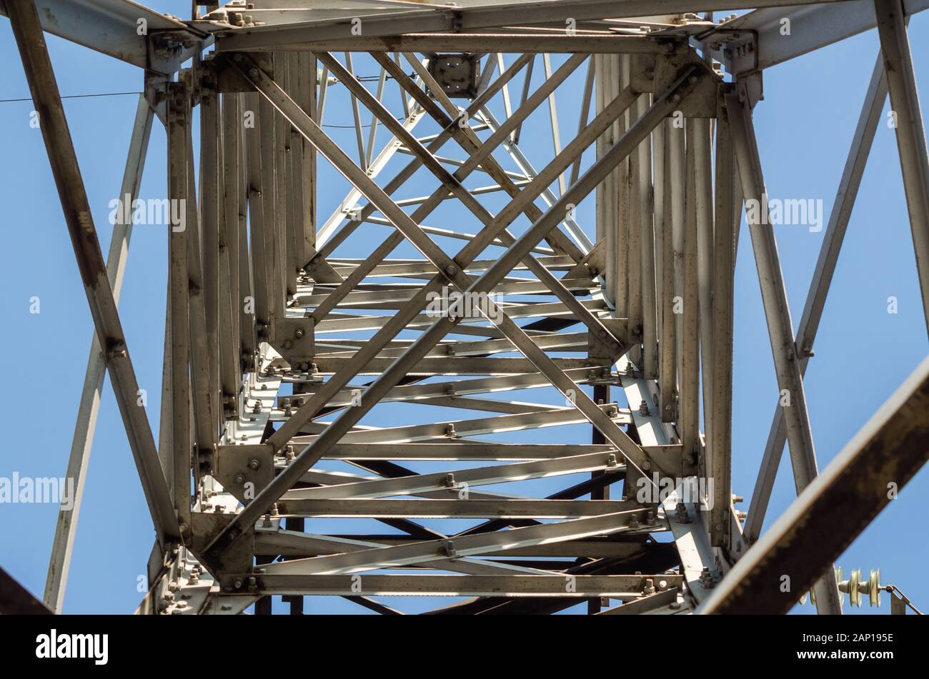 high voltage line tower structure industrial background Stock Photo - Alamy