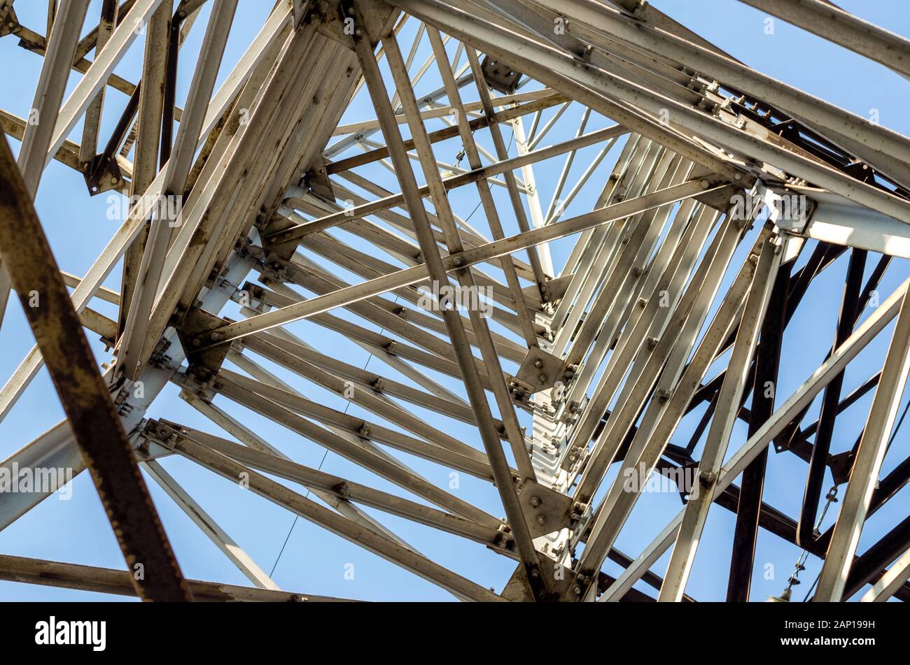 high voltage line tower structure industrial background Stock Photo - Alamy