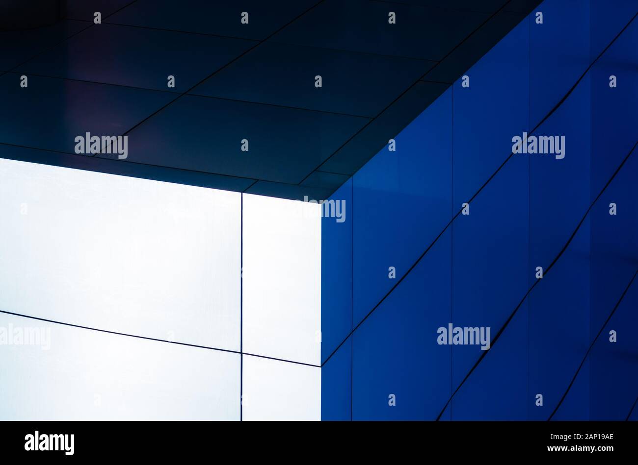 architectural abstract pattern fragment of a wall of blue modern ...