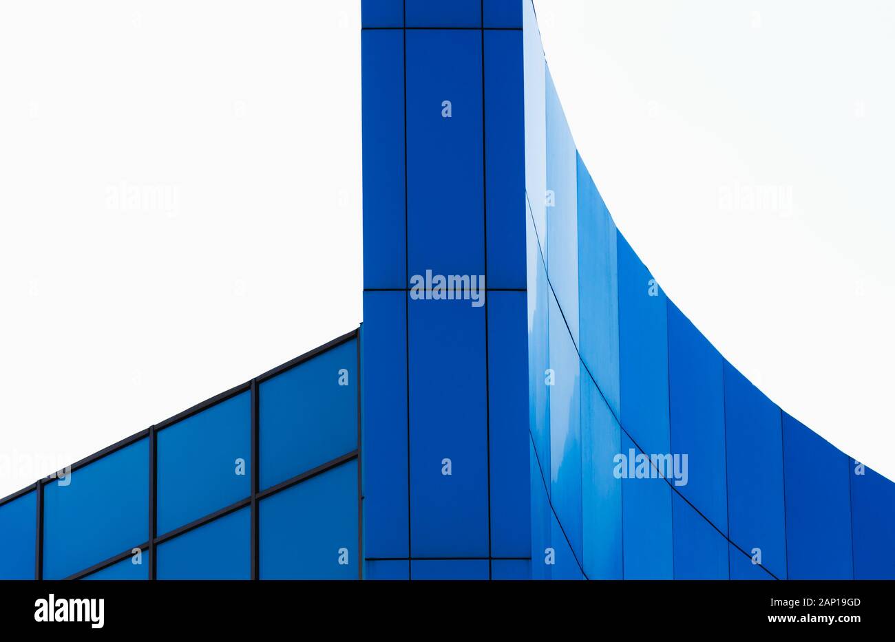 architectural abstract pattern fragment of a wall of blue modern ...