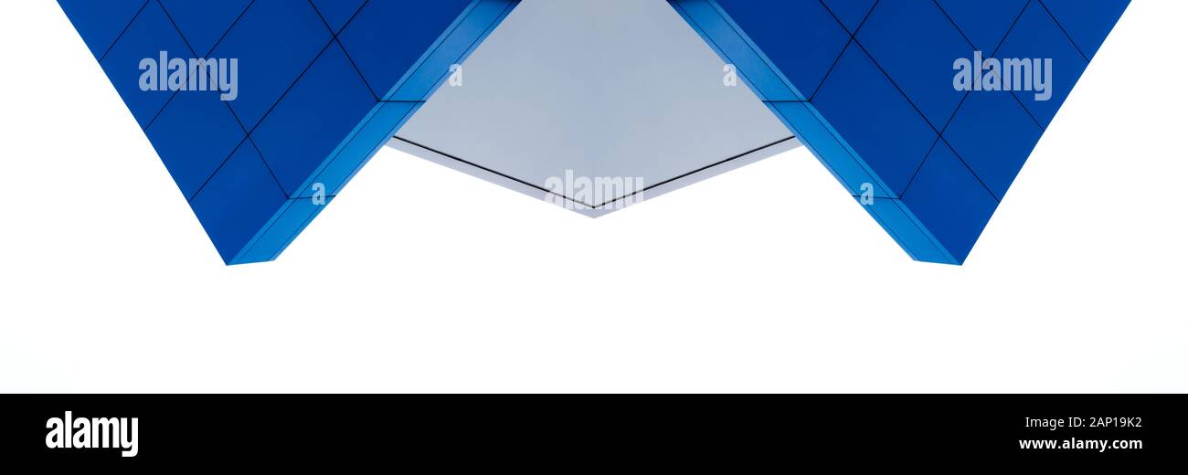 architectural abstract pattern fragment of a wall of blue modern ...