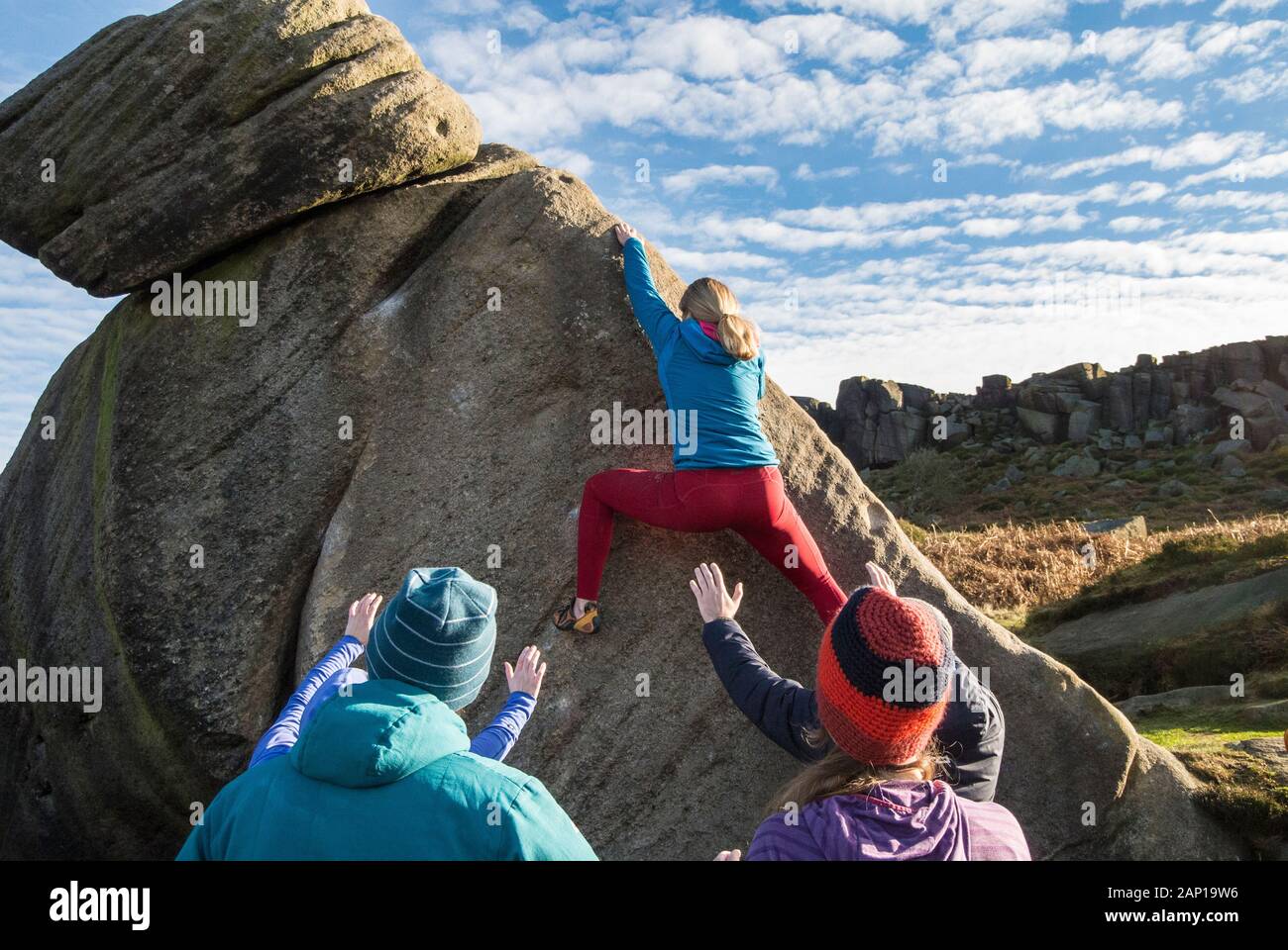 Bouldering in the Peak District, UK Stock Photo - Alamy