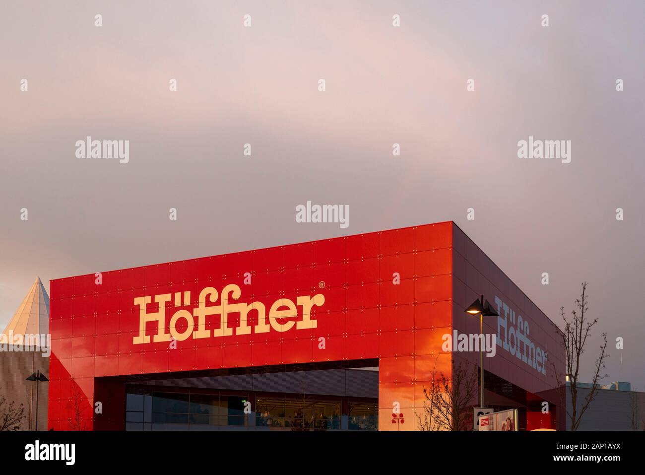 18 January 2020, Saxony-Anhalt, Magdeburg: The logo of the Höffner ...