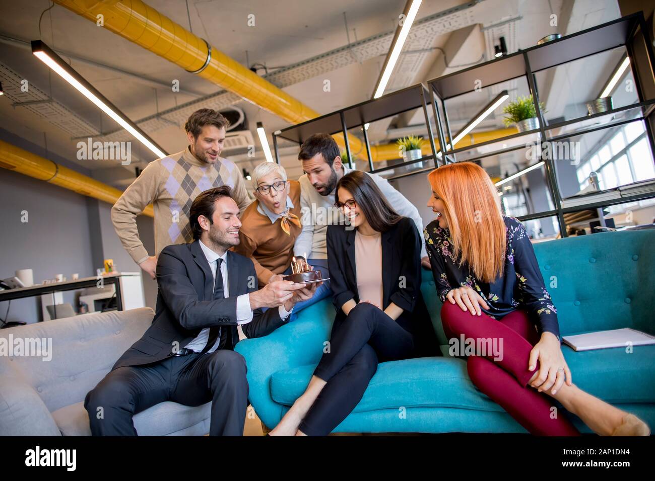 Office party coworkers celebrating enjoying hi-res stock photography ...