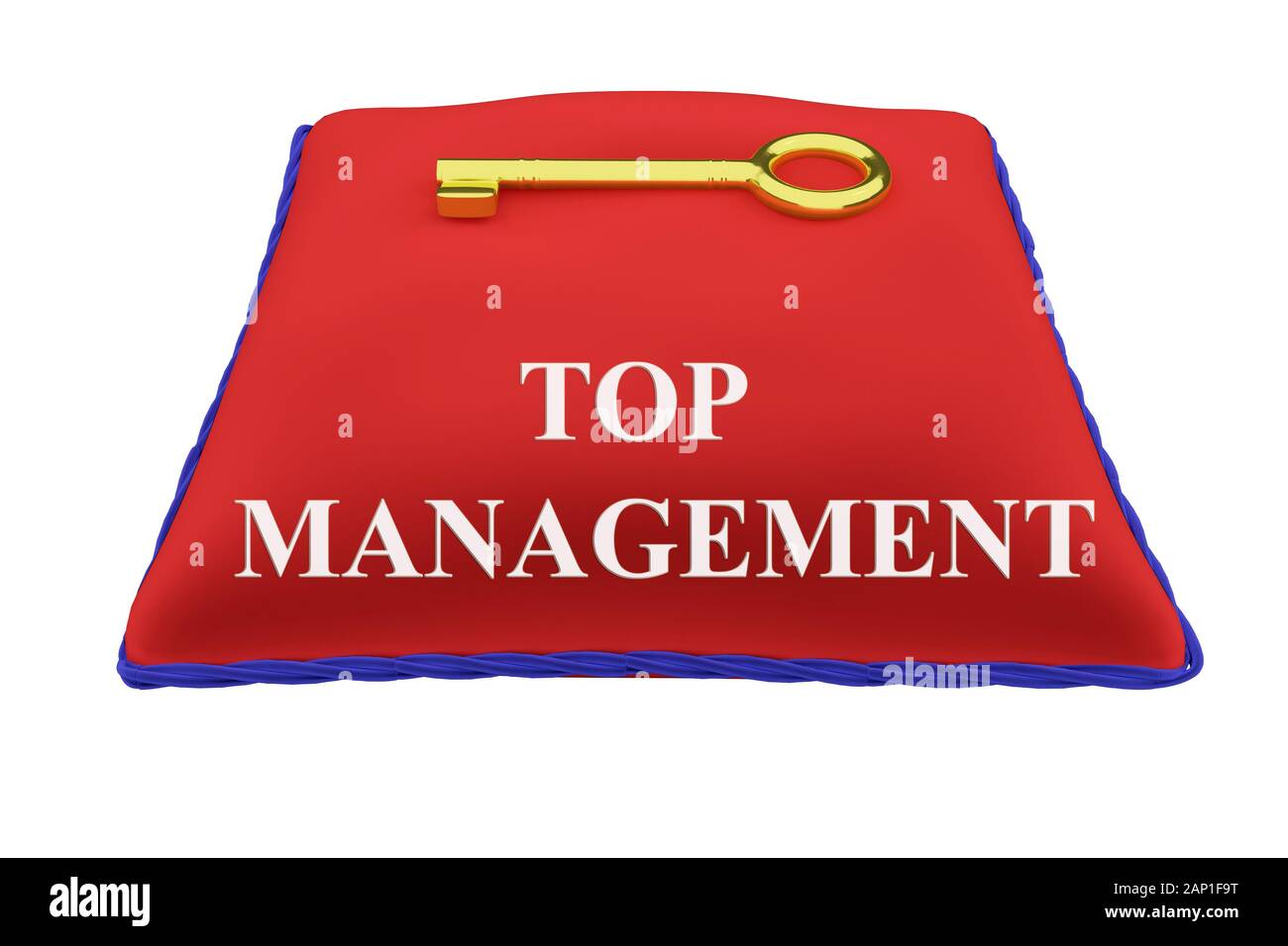 Render illustration of TOP MANAGEMENT Title on red velvet pillow with a ...