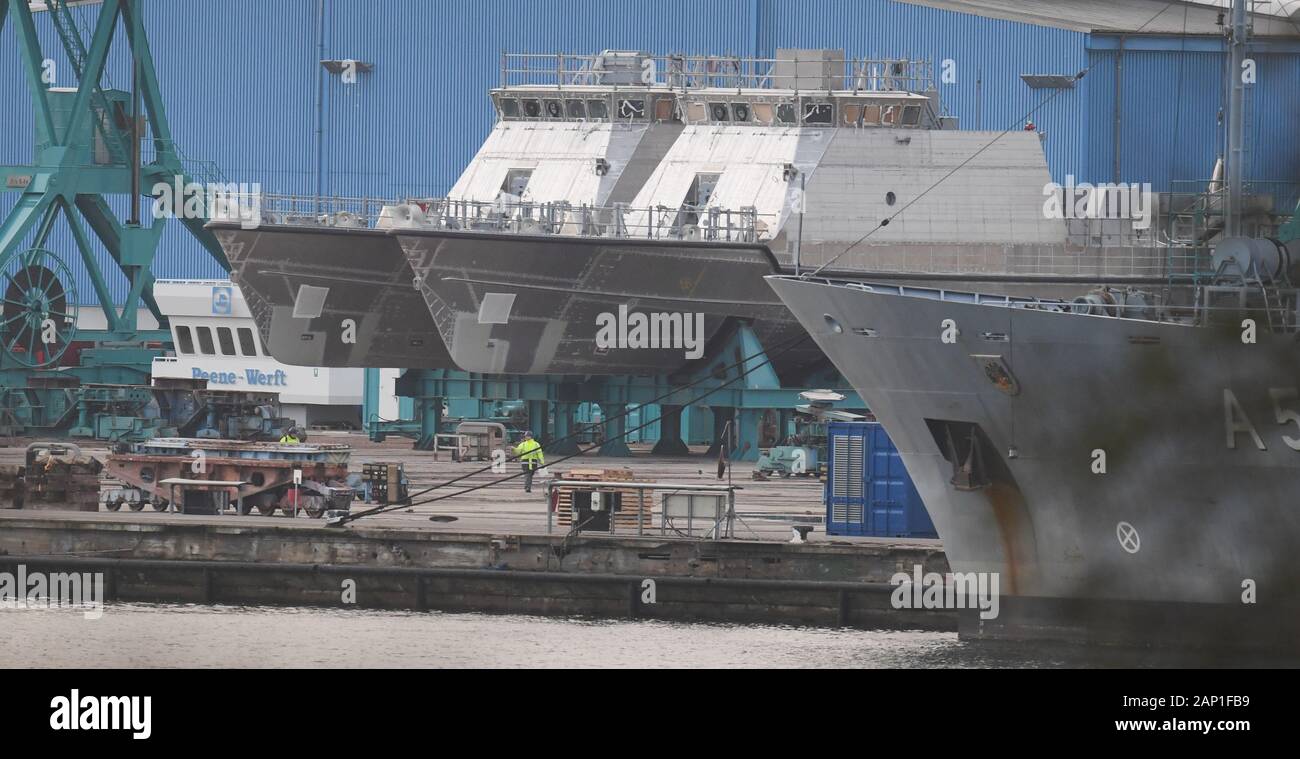 Wolgast, Germany. 20th Jan, 2020. Patrol boats for Saudi Arabia are ...