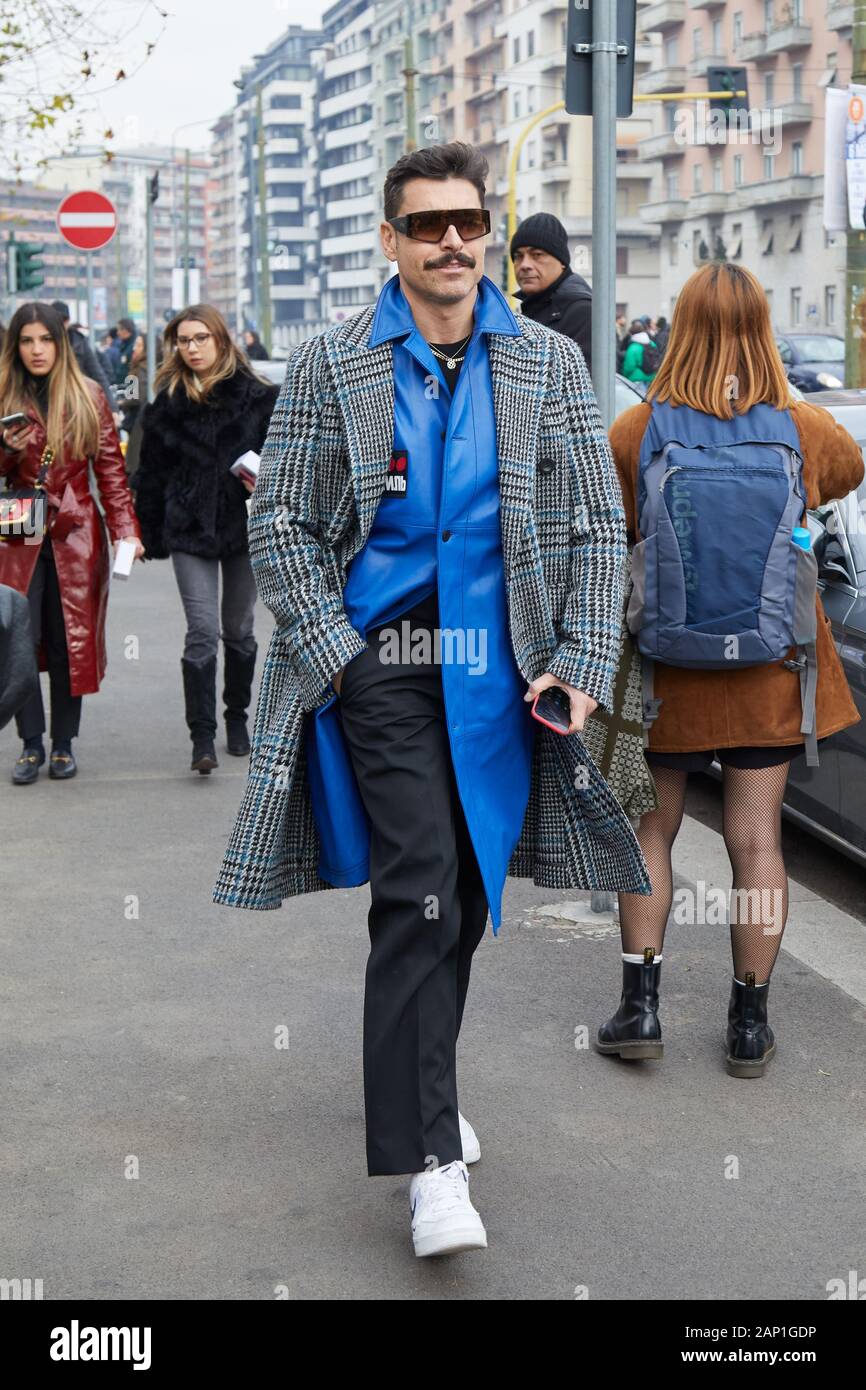 MILAN, ITALY - JANUARY 14, 2019: Alex Badia before Gucci fashion show ...