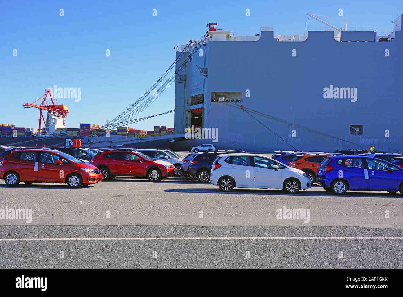 FREMANTLE, AUSTRALIA -3 JUL 2019- View of a roll-on/roll-off (roro ...