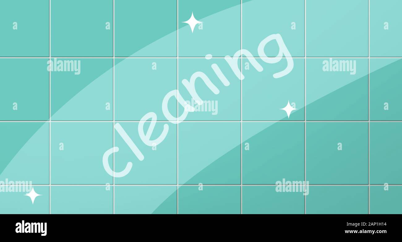Cleaning Concept. Illustration of clean tile wall in bathroom Stock ...