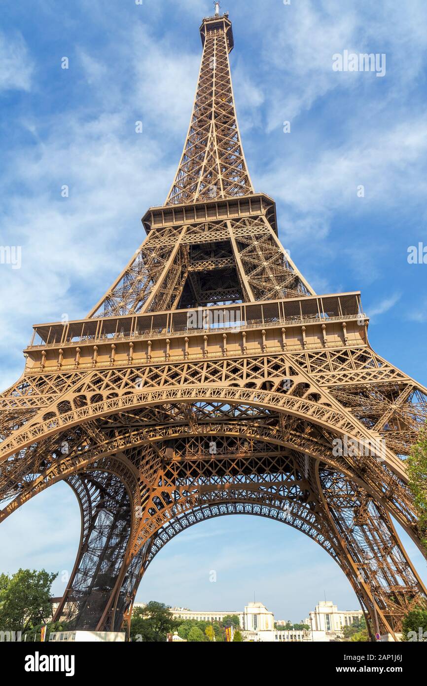 Eiffel Tower in Paris portrait orientation Stock Photo - Alamy