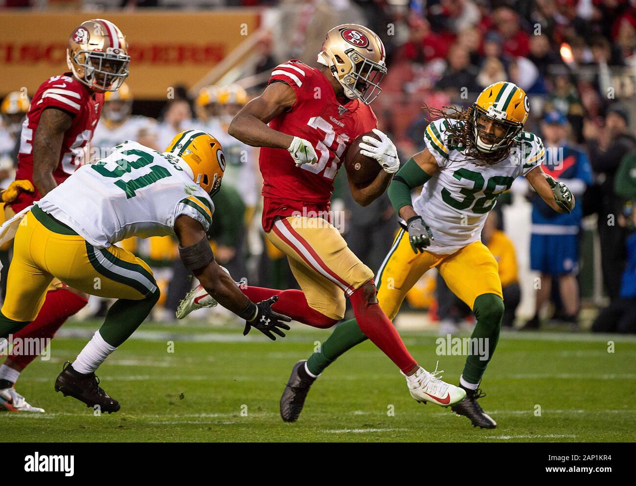 January 19, 2020, Santa Clara, CA, USA: San Francisco 49ers running back Raheem Mostert (31 ...