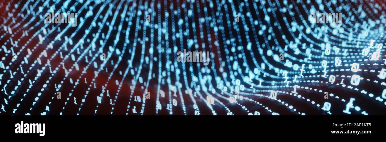 Digital binary code on landscape, glowing neon style, out of focus binary data background ...