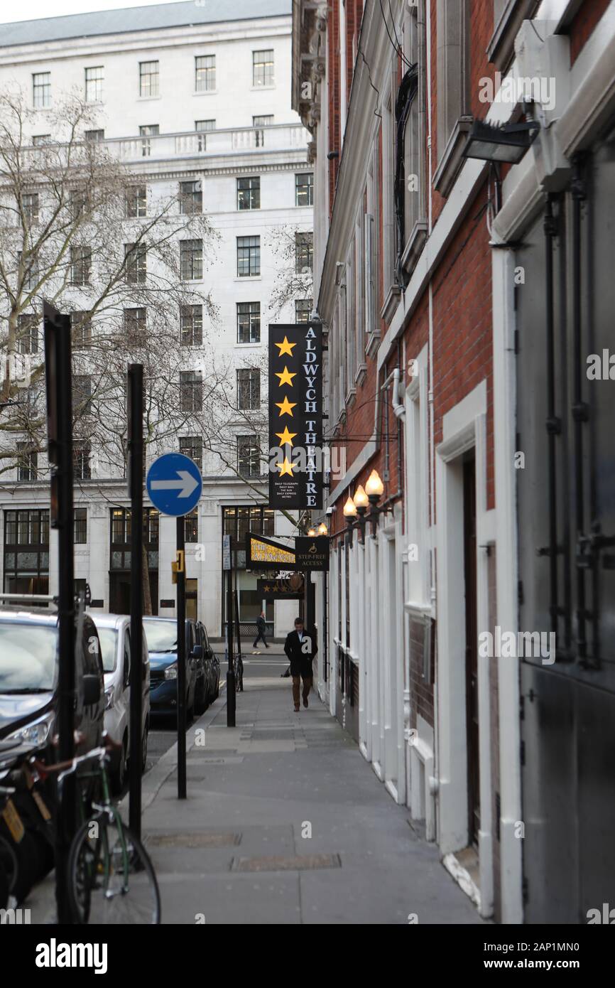 The sign aldwych theatre showing posters hi-res stock photography and ...